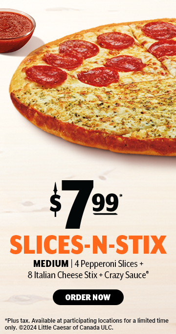 Little Caesars Slices-N-Stix for $7.99, its a. Medium pizzas with 4 ...